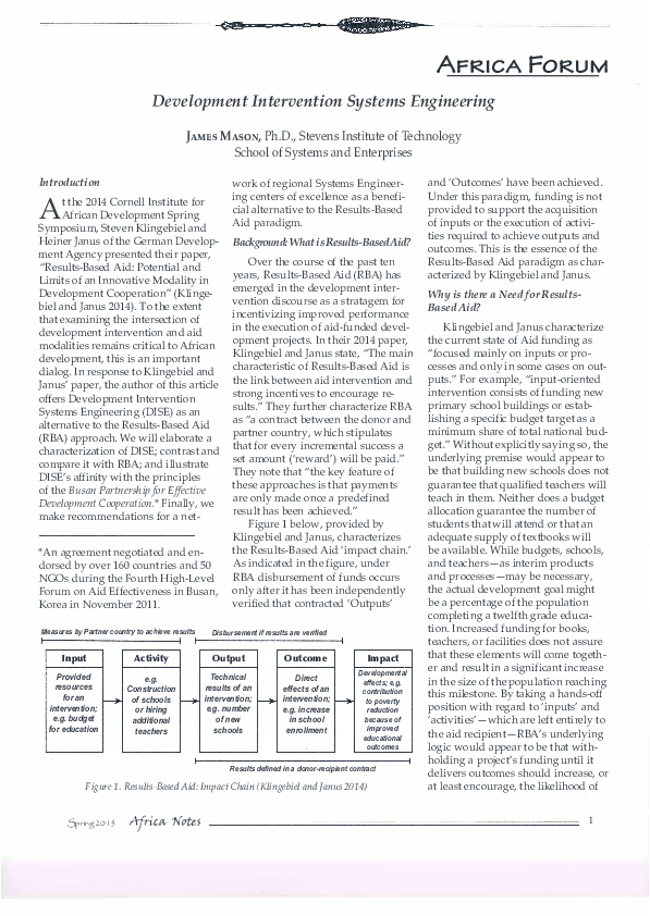 (PDF) Development Intervention Systems Engineering