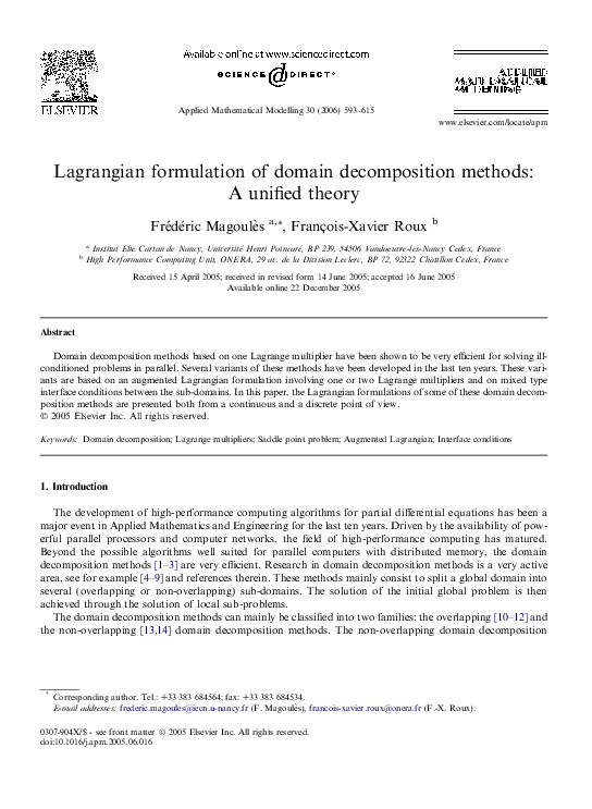(PDF) Lagrangian formulation of domain decomposition methods: A unified theory | Francois-xavier ...