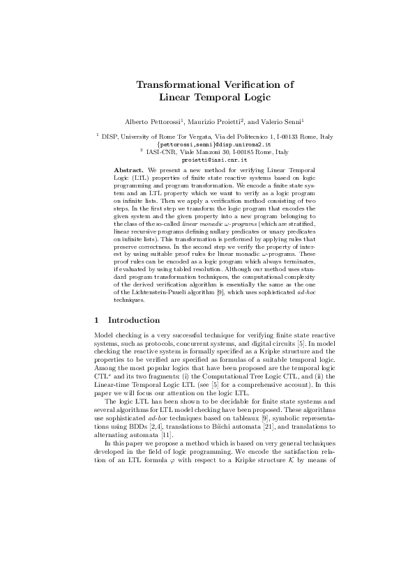 (PDF) Transformational Verification of Linear Temporal Logic