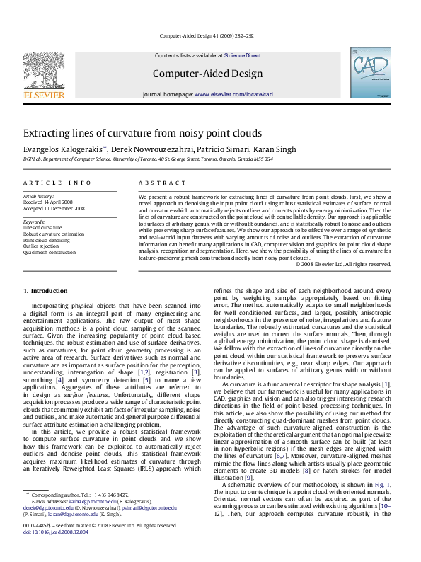Pdf Extracting Lines Of Curvature From Noisy Point Clouds