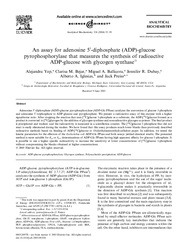 (PDF) An assay for adenosine 5′-diphosphate (ADP)-glucose ...