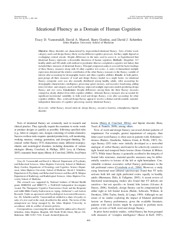 (PDF) Ideational fluency as a domain of human cognition