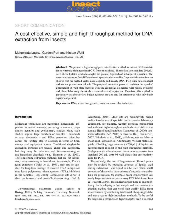 (PDF) A cost-effective, simple and high-throughput method for DNA ...