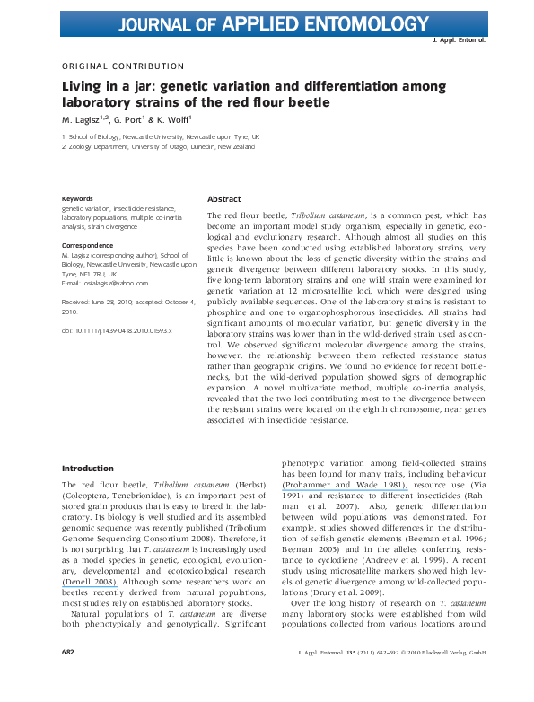 (PDF) Living in a jar: genetic variation and differentiation among ...