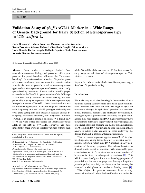 (PDF) Validation Assay of p3_VvAGL11 Marker in a Wide Range of Genetic ...