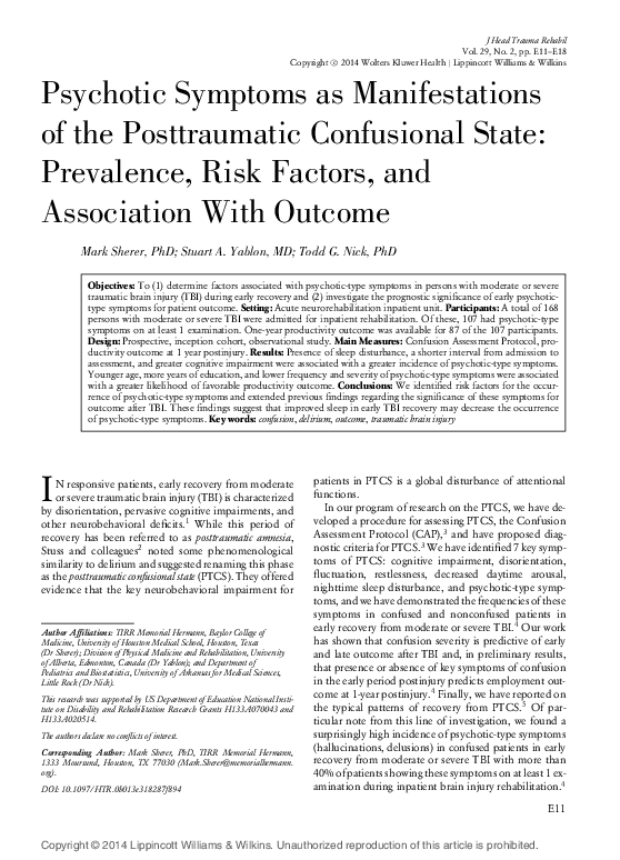 (PDF) Psychotic symptoms as manifestations of the posttraumatic ...