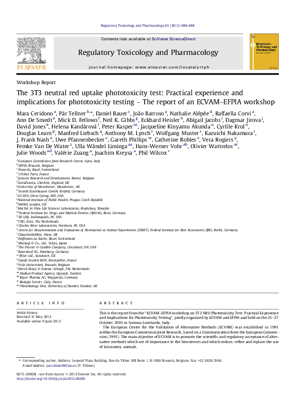(PDF) The 3T3 neutral red uptake phototoxicity test: Practical ...