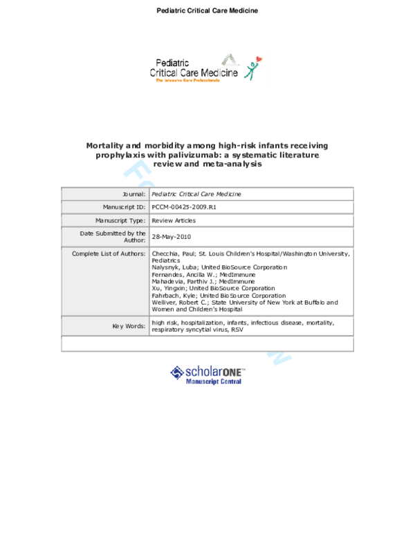 (PDF) Mortality and morbidity among infants at high risk for severe ...