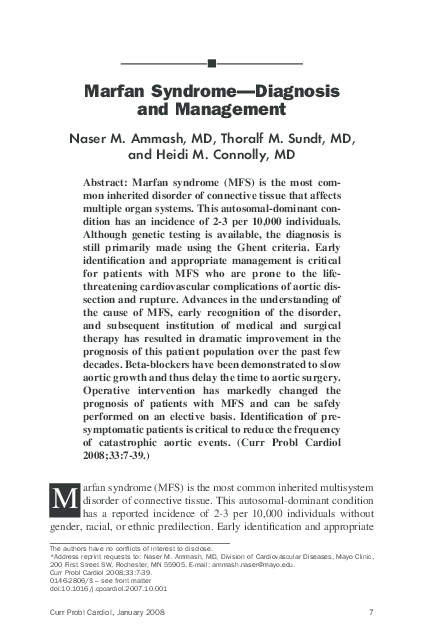 (PDF) Marfan Syndrome—Diagnosis and Management