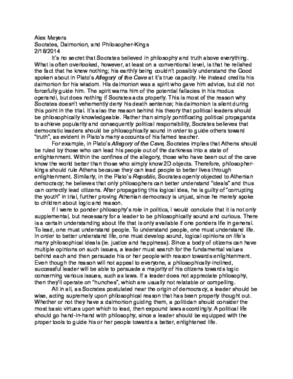 (DOC) Socrates, Daimonion, and Philosopher-Kings