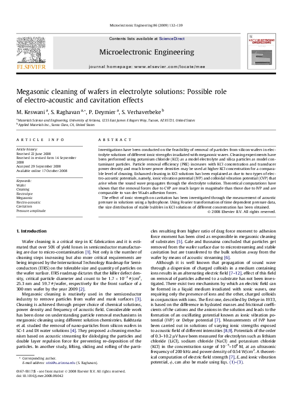 (PDF) Study of Bubble Activity in a Megasonic Field Using an ...