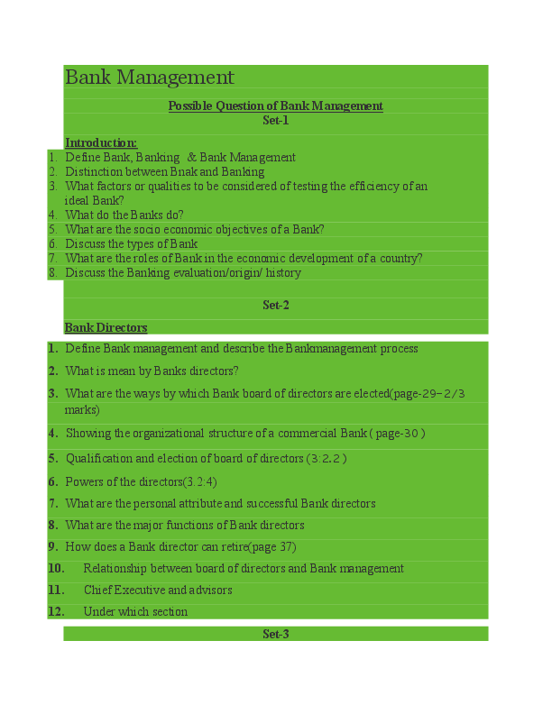 (PDF) Introduction to Bank Management