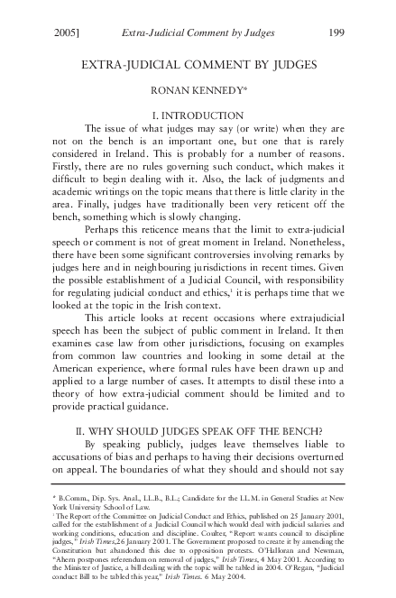 (PDF) Extra-judicial Comment by Judges