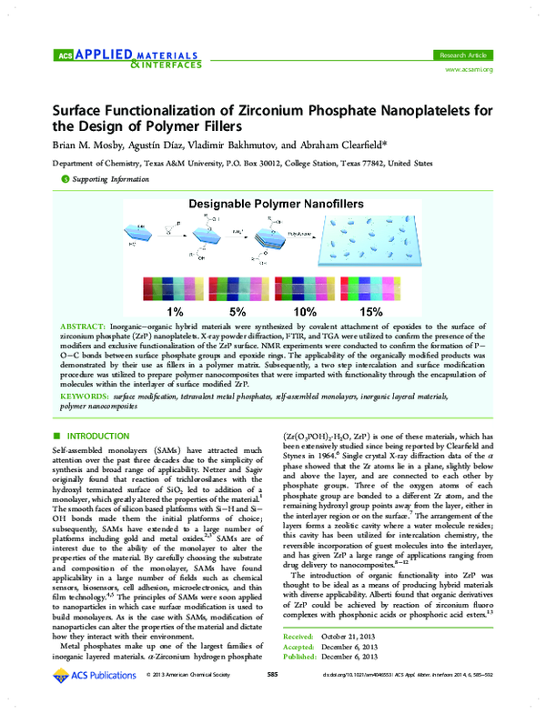(PDF) Surface Functionalization of Zirconium Phosphate Nanoplatelets ...