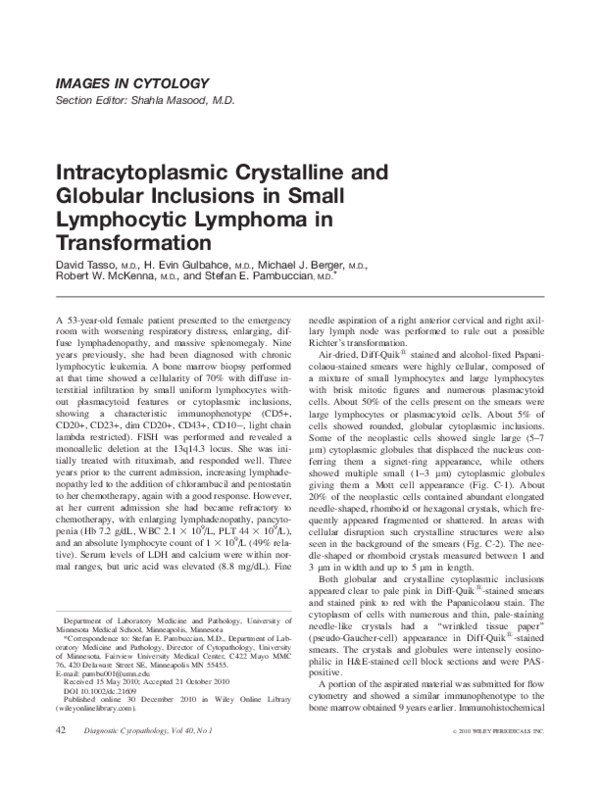 (PDF) Intracytoplasmic crystalline and globular inclusions in small ...
