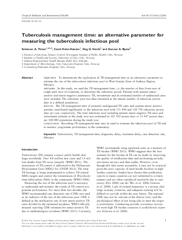 (PDF) Tuberculosis management time: an alternative parameter for ...
