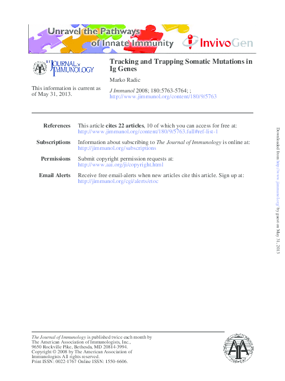 (PDF) Tracking and Trapping Somatic Mutations in Ig Genes