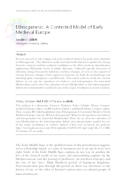 (PDF) Ethnogenesis: A Contested Model of Early Medieval Europe