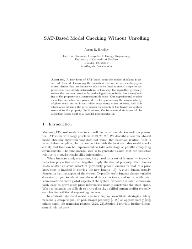 (PDF) SAT-Based Model Checking without Unrolling