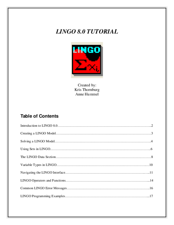 (PDF) Lingo-tutorial