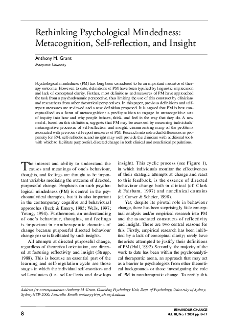 (PDF) Rethinking Psychological Mindedness: Metacognition, Self ...