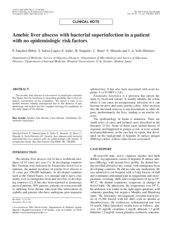 (PDF) Amebic liver abscess with bacterial superinfection in a patient ...