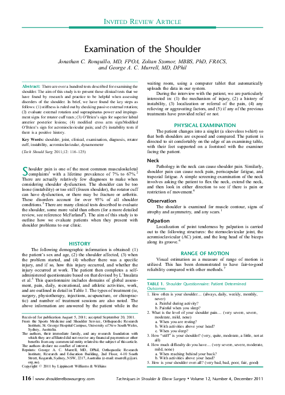 (PDF) Examination of the Shoulder