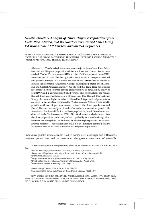 (PDF) Genetic Structure Analysis of Three Hispanic Populations from ...