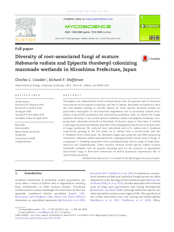 (PDF) Diversity of root-associated fungi of mature Habenaria radiata ...