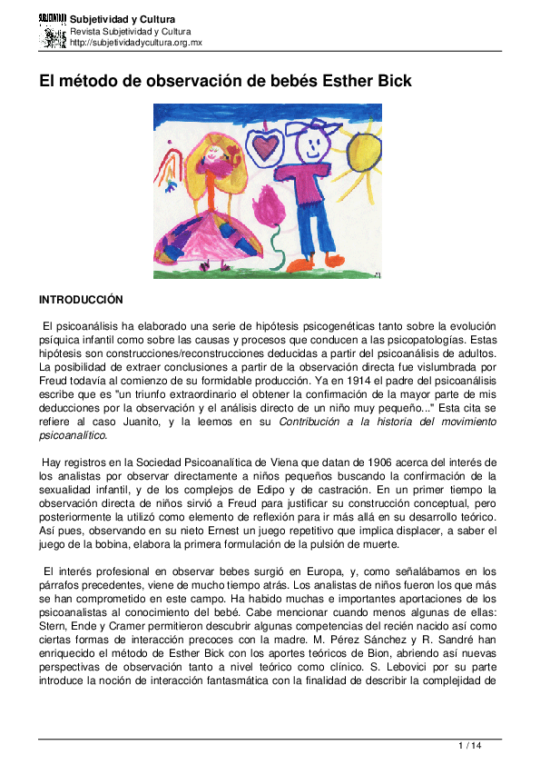 (PDF) El método de observación de bebés Esther Bick