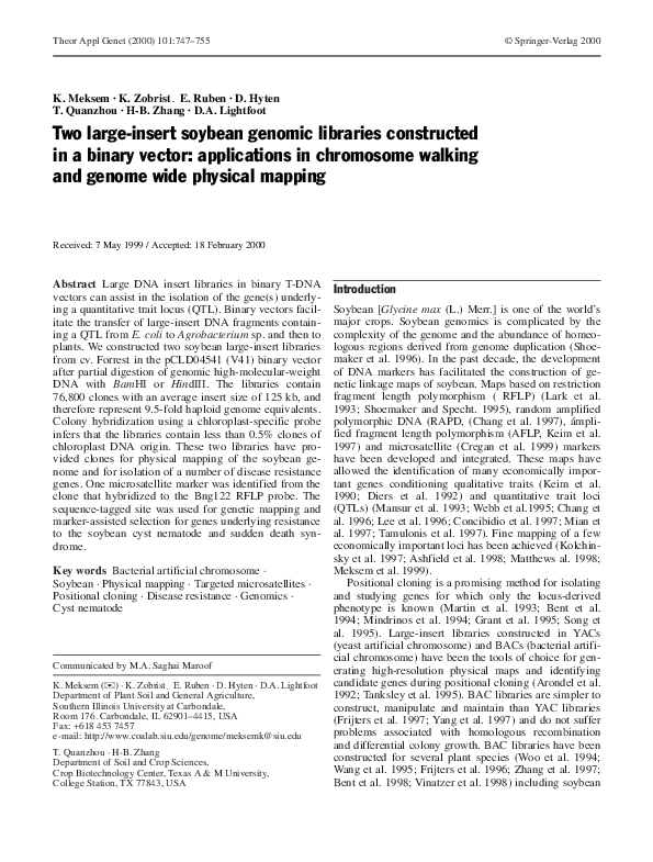 (PDF) Two large-insert soybean genomic libraries constructed in a ...