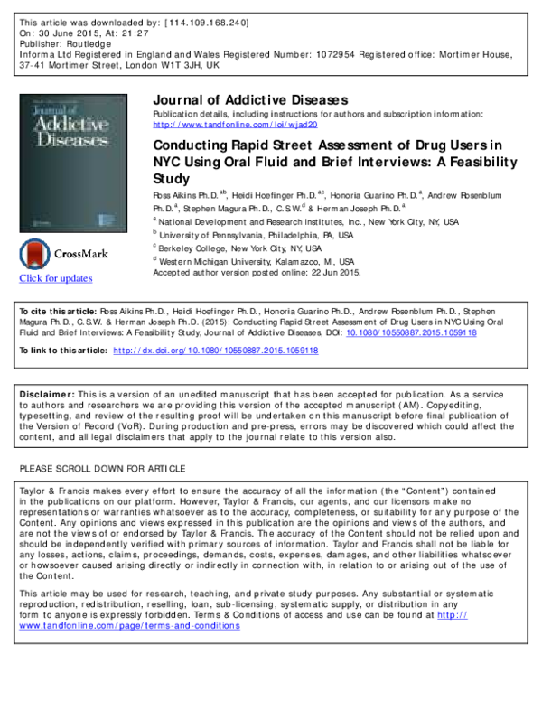 (PDF) Conducting Rapid Street Assessment of Drug Users in NYC Using ...