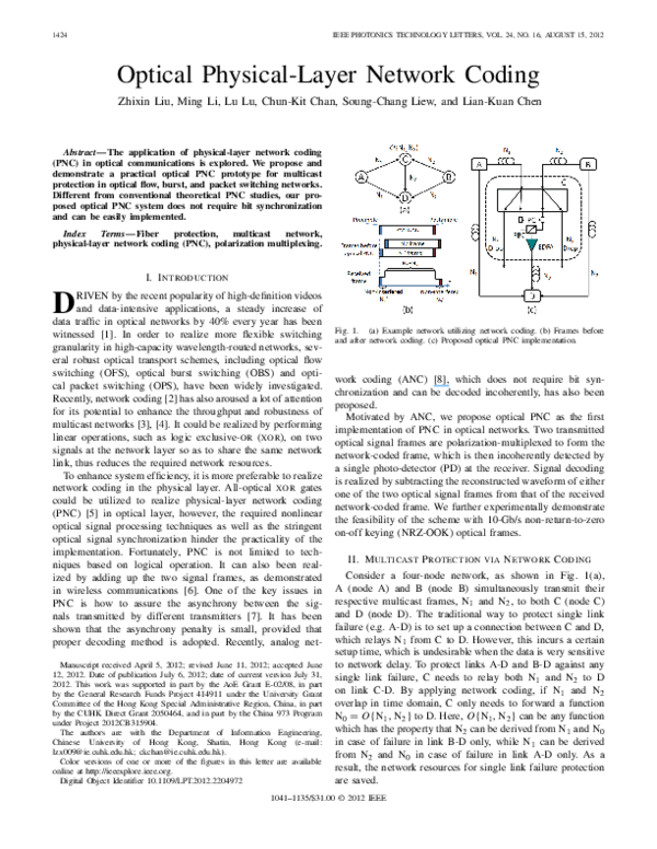 (PDF) Optical physical-layer network coding