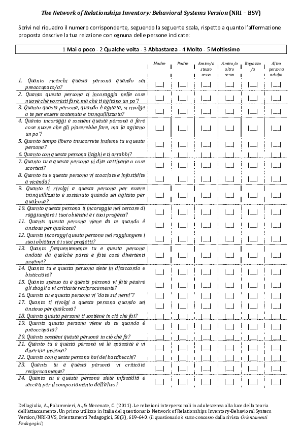(PDF) The Network of Relationships Inventory BSV