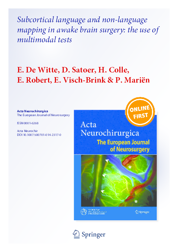 (PDF) Subcortical language and non-language mapping in awake brain ...
