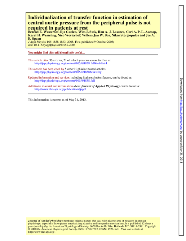 Pdf Individualization Of Transfer Function In Estimation Of Central