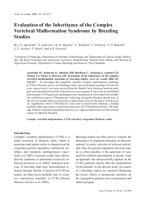 (PDF) Evaluation of the inheritance of the complex vertebral ...