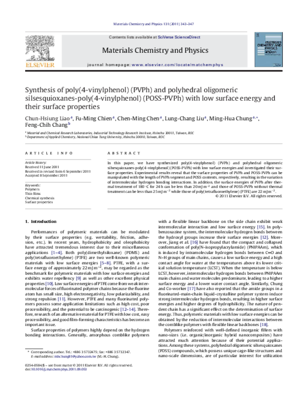 (PDF) Synthesis of poly(4-vinylphenol) (PVPh) and polyhedral oligomeric ...