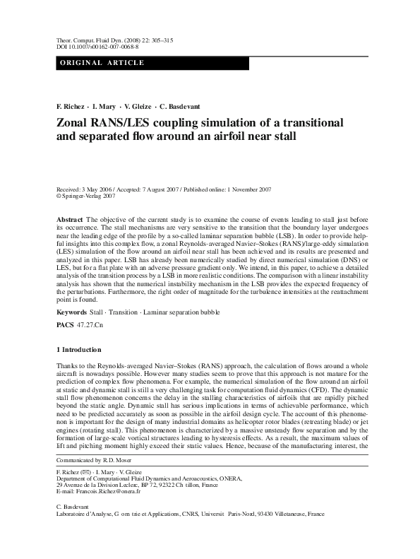 Pdf Zonal Ransles Coupling Simulation Of A Transitional And