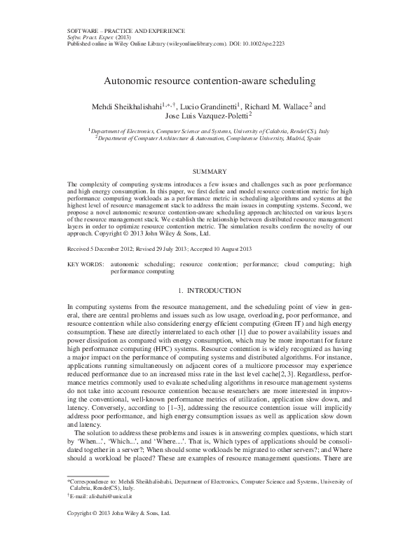 (PDF) Autonomic resource contention-aware scheduling