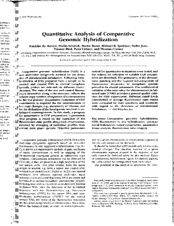 (PDF) Quantitative analysis of comparative genomic hybridization