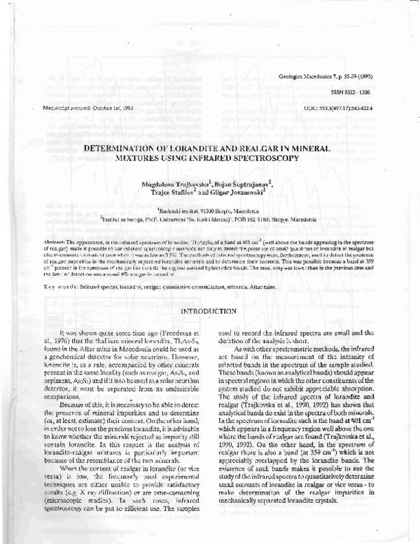 (PDF) Determination of Lorandite and Realgar in Mineral Mixtures Using ...