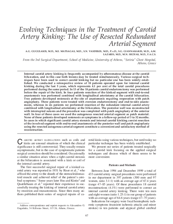 (PDF) Surgical Innovations for Carotid Artery Kinking