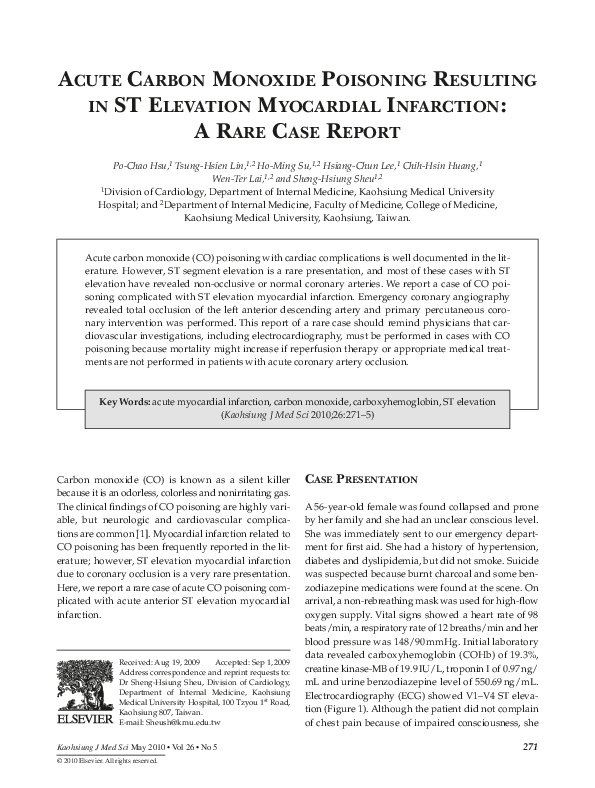 (PDF) Acute Carbon Monoxide Poisoning Resulting in ST Elevation ...
