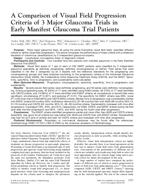 (PDF) A Comparison of Visual Field Progression Criteria of 3 Major ...