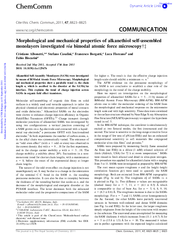 (PDF) Morphological and mechanical properties of alkanethiol self ...