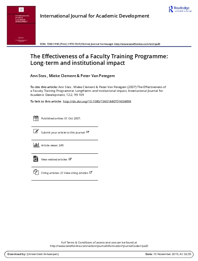 (PDF) The effectiveness of a faculty training programme: Long‐term and ...