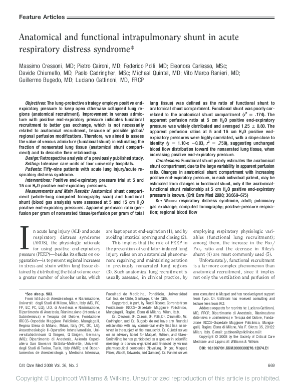 (PDF) Anatomical and functional intrapulmonary shunt in acute ...