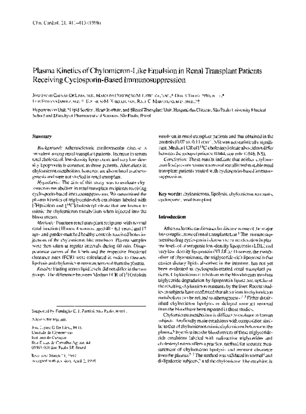 (PDF) Plasma kinetics of chylomicron-like emulsion in renal transplant ...