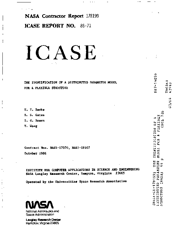 Pdf The Identification Of A Distributed Parameter Model For A Flexible Structure